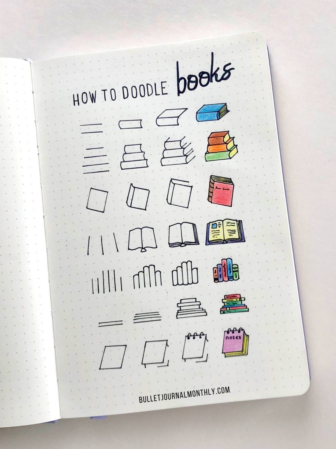 How to draw a book for beginners - Bullet Journal Monthly