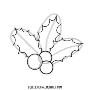 How to Draw Holly Leaves - Step by Step Tutorial - Bullet Journal Monthly