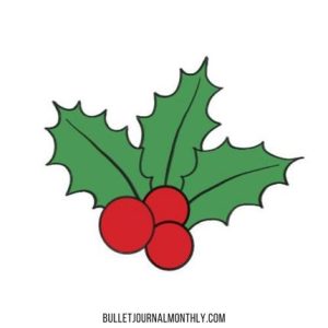 How to Draw Holly Leaves - Step by Step Tutorial - Bullet Journal Monthly