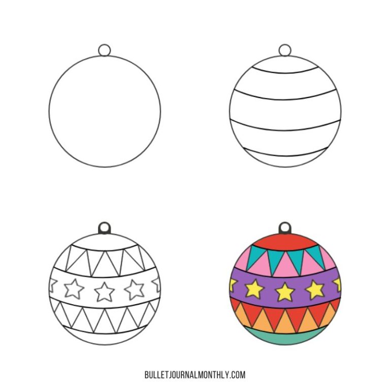 How to Draw a Christmas Ornament - Bullet Journal Monthly