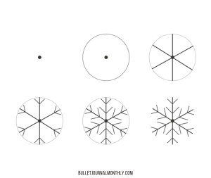 Easy Snowflake drawing tutorials for beginners - Bullet Journal Monthly