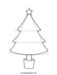 How to Draw a Christmas Tree - Bullet Journal Monthly