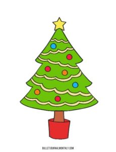 How to Draw a Christmas Tree - Bullet Journal Monthly